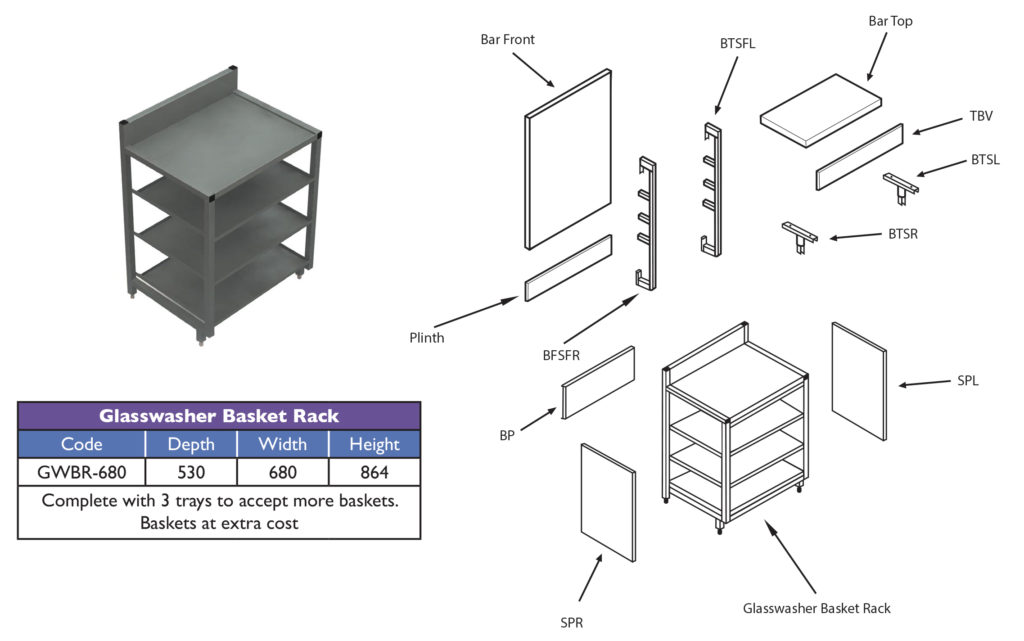 Glass Washer Basket Rack