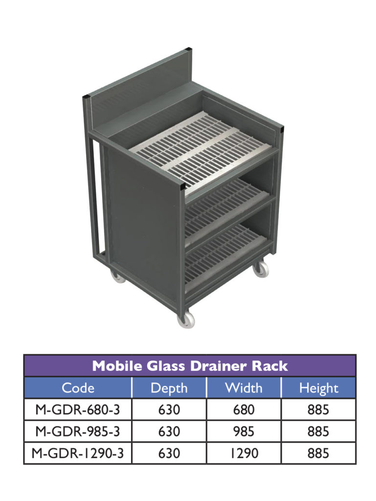 mobile glass drainer rack